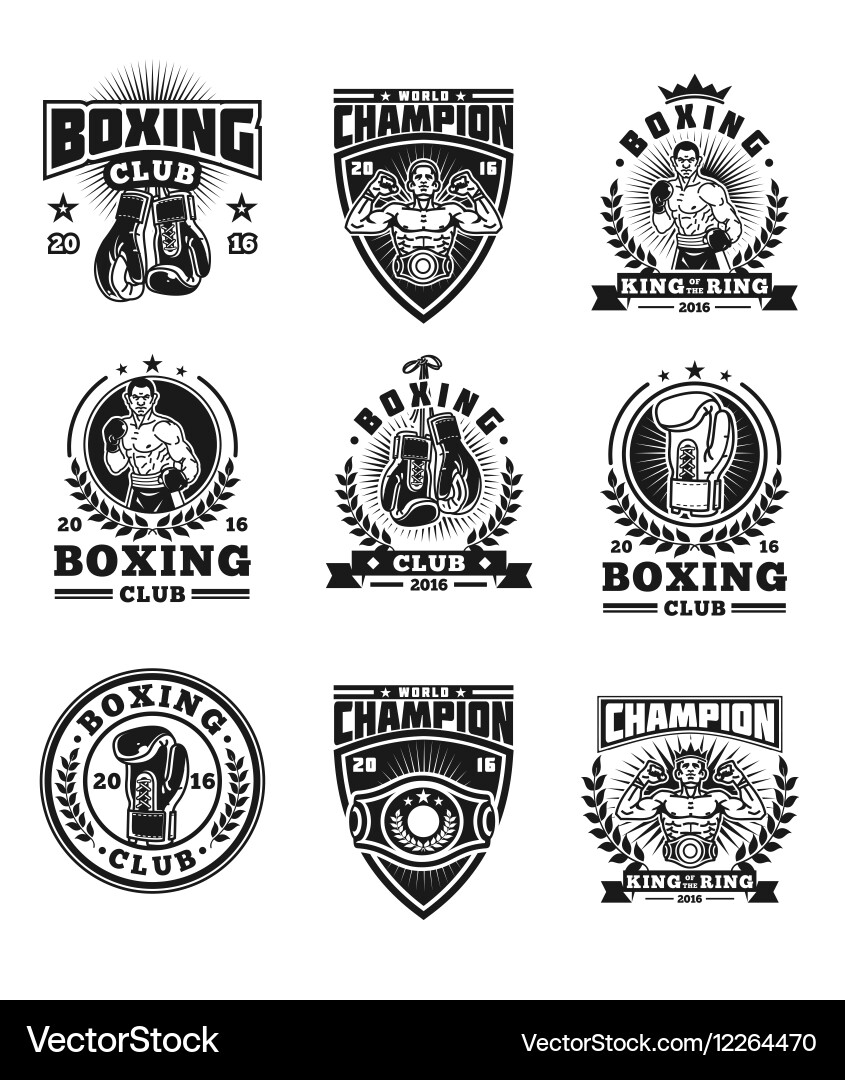 Boxing Badges & Stickers Collection Royalty Free Vector