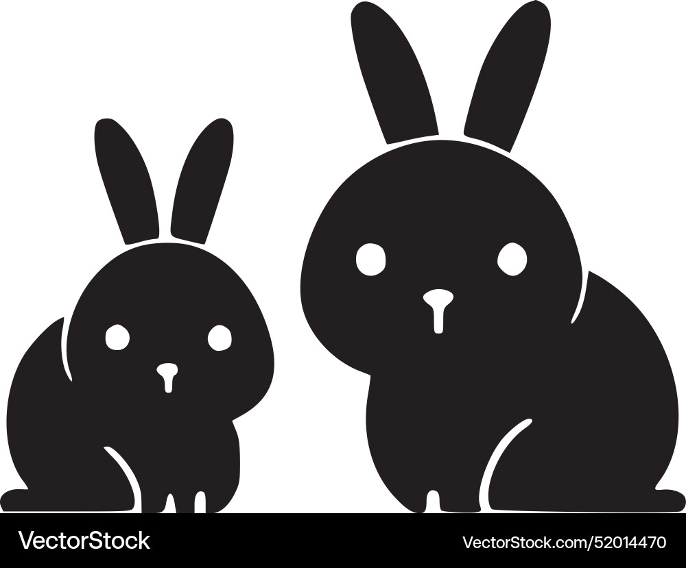 Bunnies - black and white isolated icon Royalty Free Vector