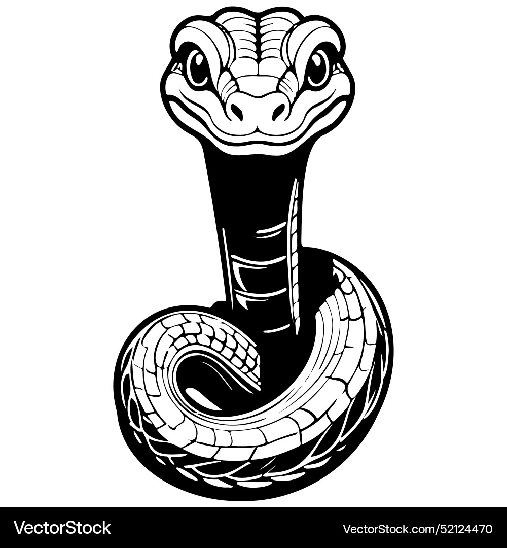 Engrave cartoon snake hand drawn line Royalty Free Vector