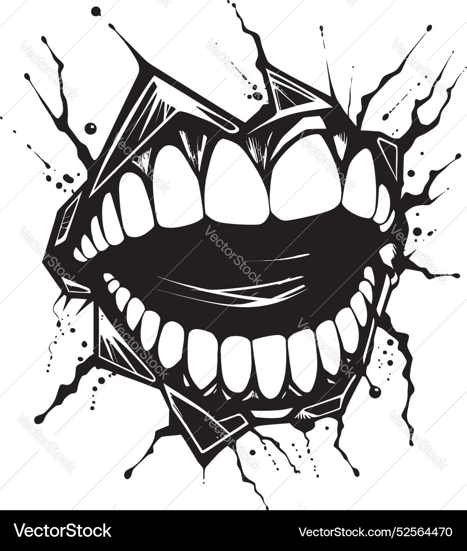 Infernal snarl sinister iconic bite demons grin Vector Image