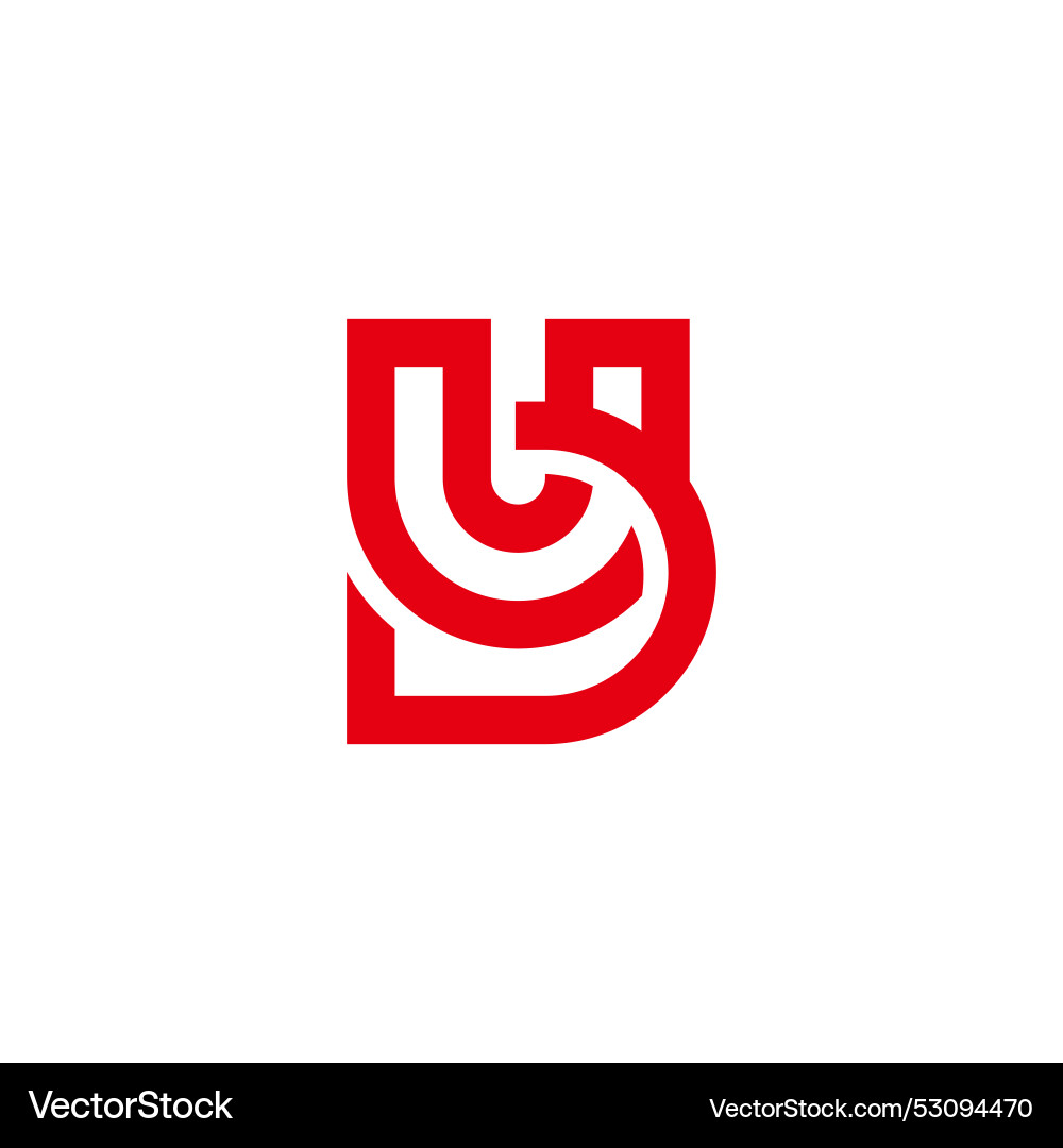 Letter ub linked overlap simple red logo Vector Image