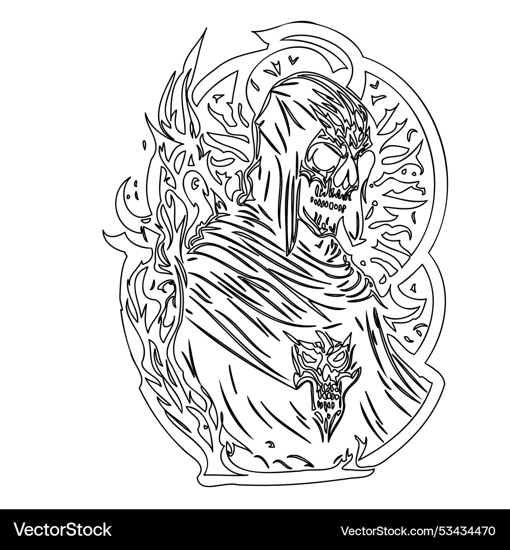 Lich monster outline sketch Royalty Free Vector Image