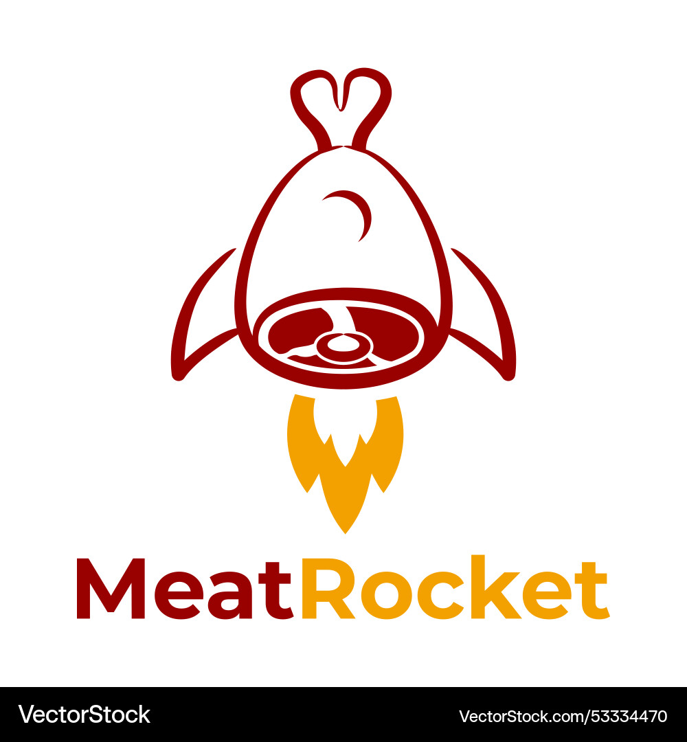 Meat rocket minimalist logo design Royalty Free Vector Image