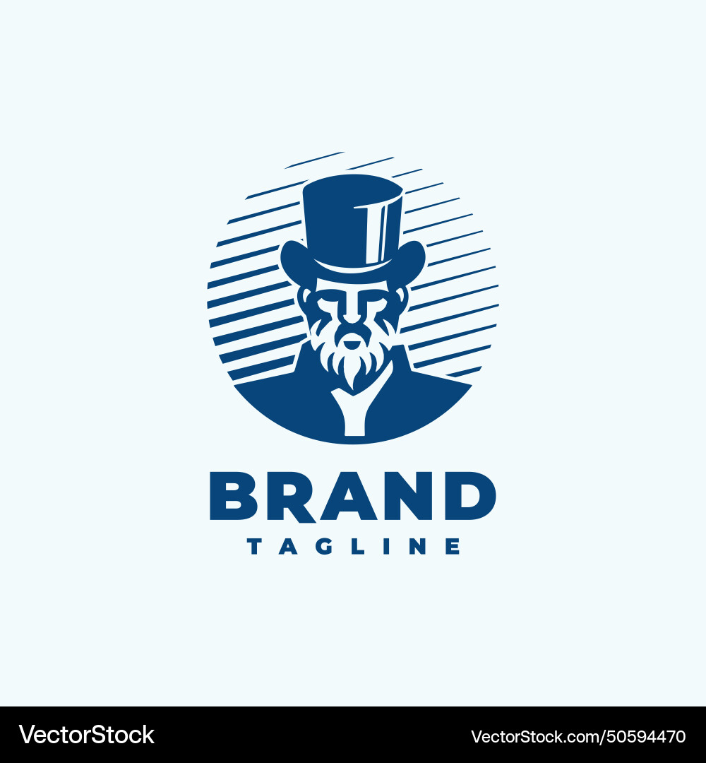Old man in a hat logo design template Royalty Free Vector