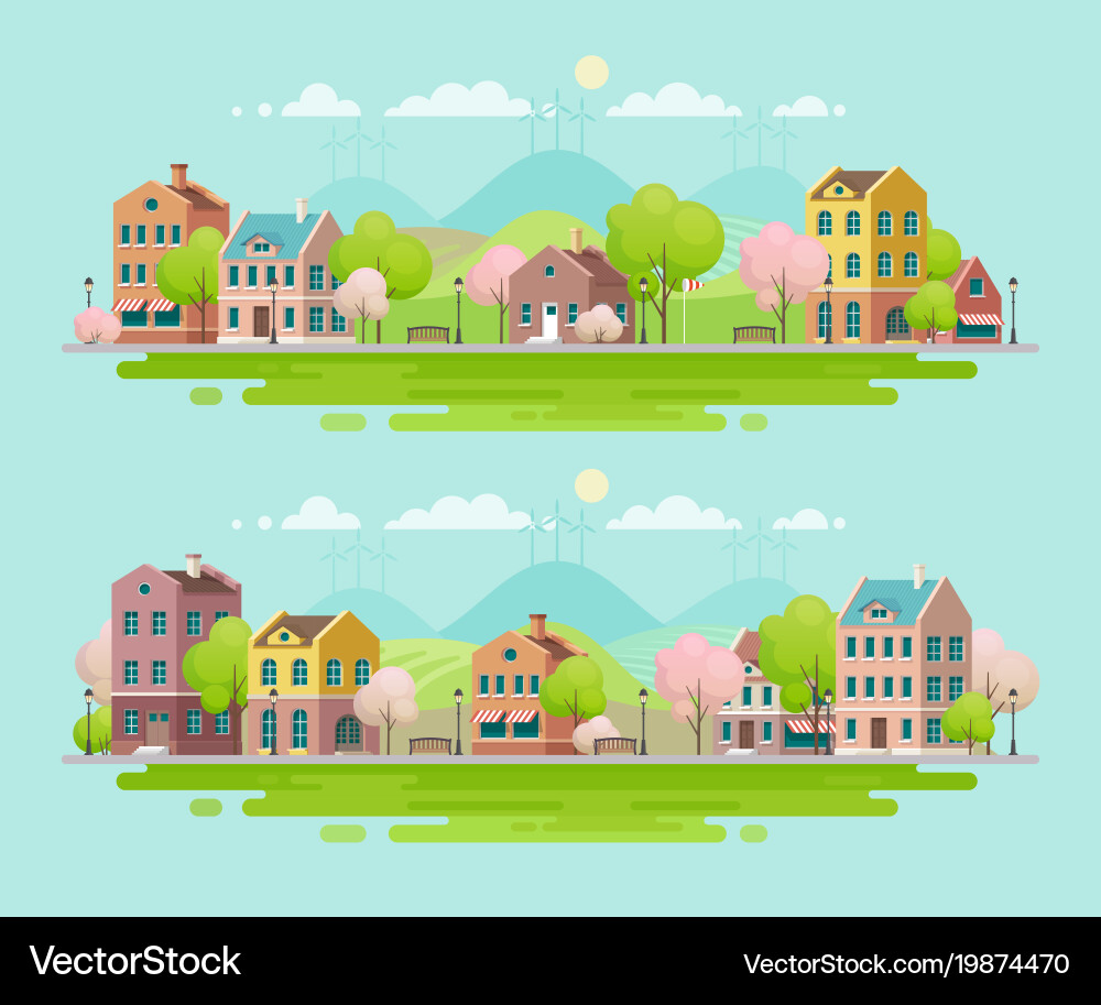 Spring Townscape Royalty Free Vector Image - VectorStock