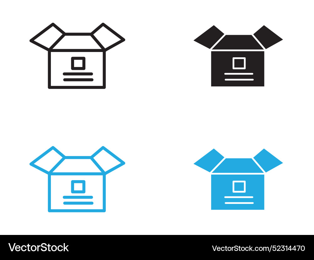 Unpack icon black and white outline sign Vector Image