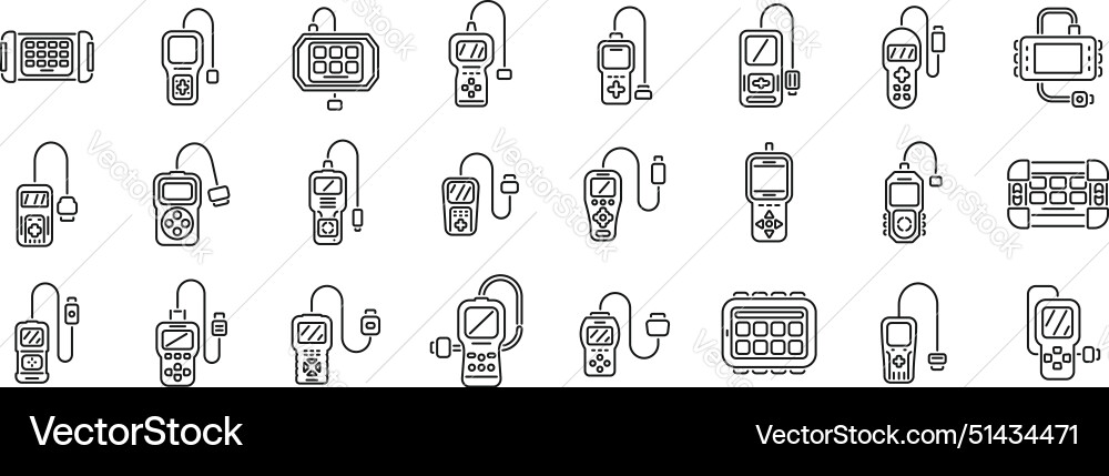 Car diagnostic scanner icons set a Royalty Free Vector Image
