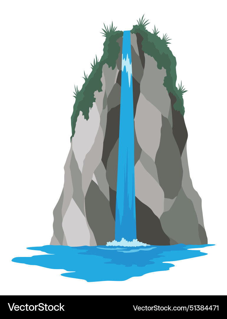 Cartoon river waterfall landscape with mountains Vector Image