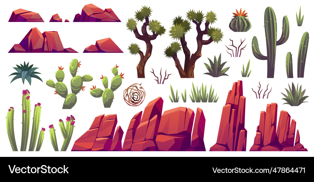 Desert elements cartoon stones of different Vector Image
