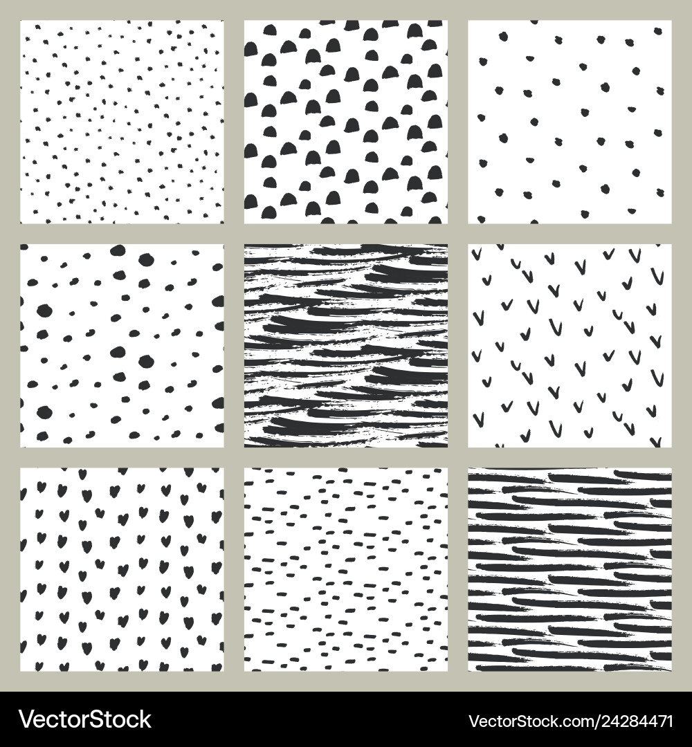 Hand Drawn Ink Pattern Set Royalty Free Vector Image