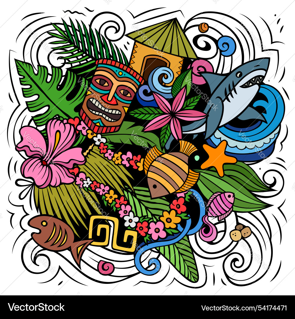 Hawaii cartoon doodle design Royalty Free Vector Image