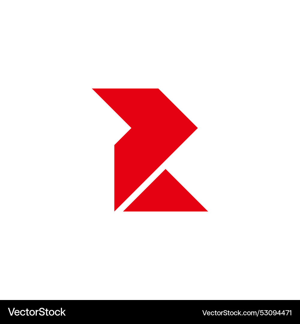Letter r simple geometric triangle arrow red logo Vector Image