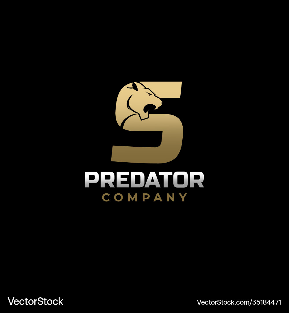 Letter s tiger predator logo design Royalty Free Vector