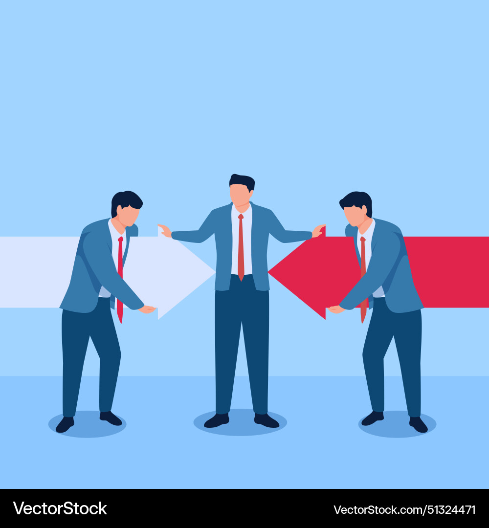 People pointing arrows to unite a metaphor Vector Image