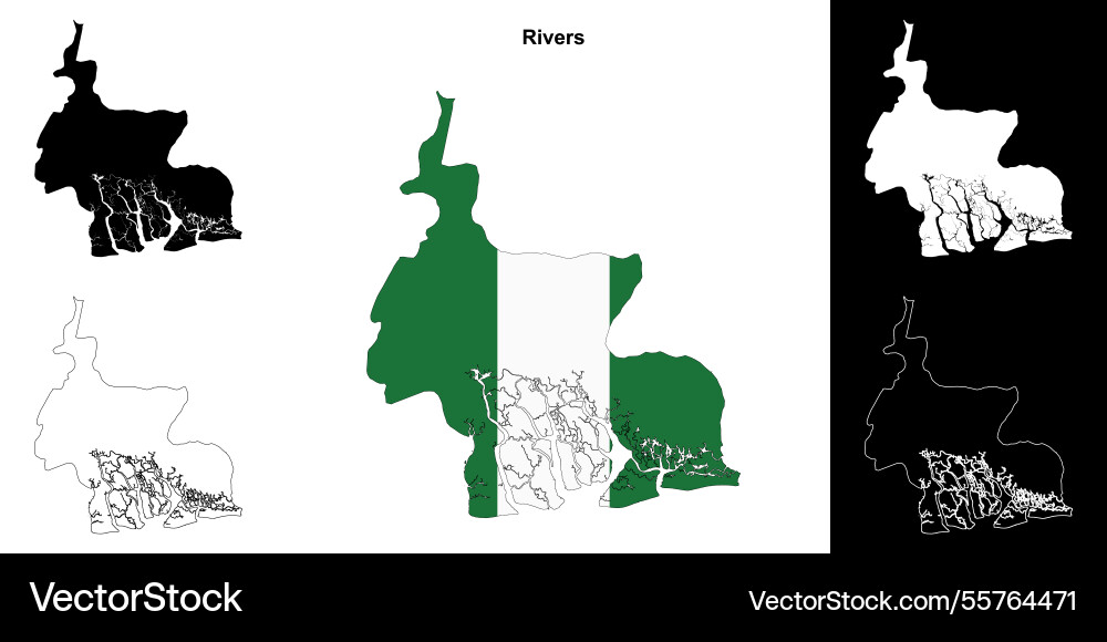 Rivers outline map Royalty Free Vector Image - VectorStock