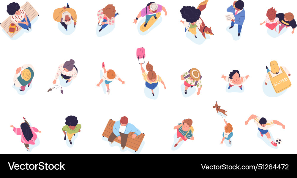 Above walking people walk characters top view Vector Image