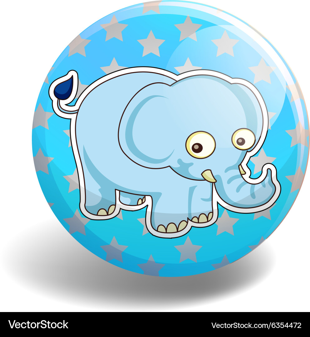 Blue elephant on the badge Royalty Free Vector Image