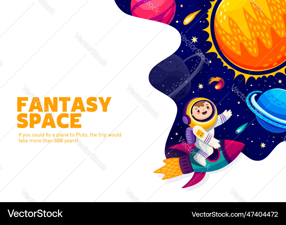 Cartoon space poster with astronaut on rocket Vector Image