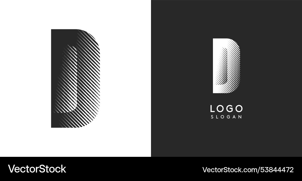 D letter sharp contrast monogram strike Royalty Free Vector