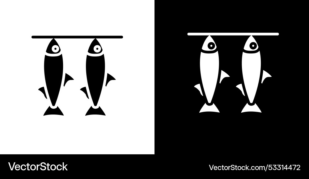 Dried fish icon isolated flat in outline Vector Image