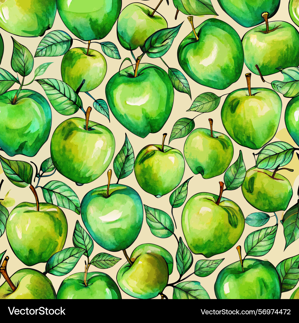 Jucy green apples seamless pattern Royalty Free Vector Image