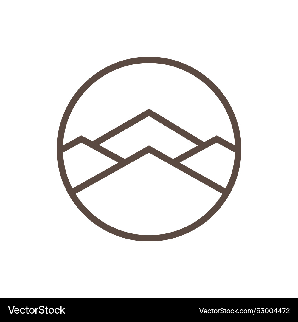 Mountain outdoor circle minimal logo design Vector Image