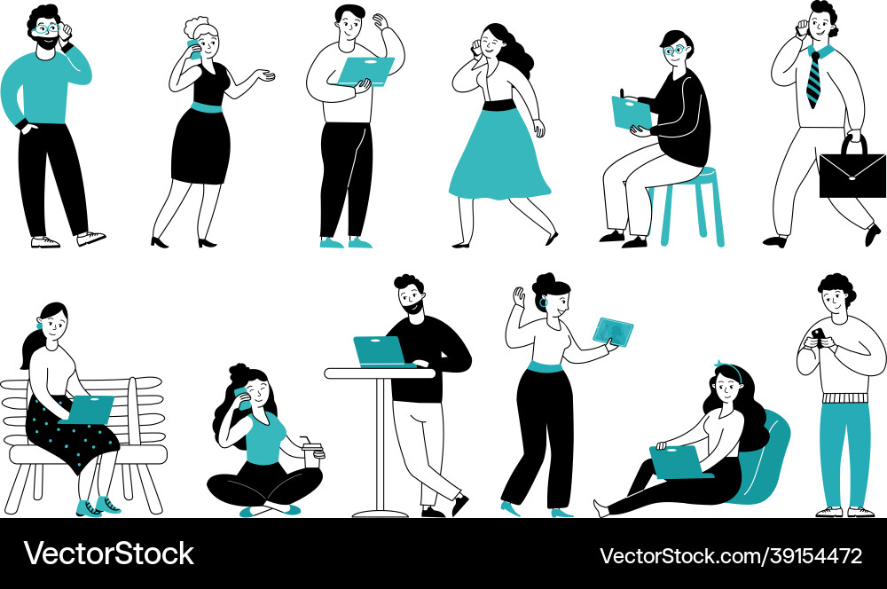 People with gadgets human use phone digital Vector Image