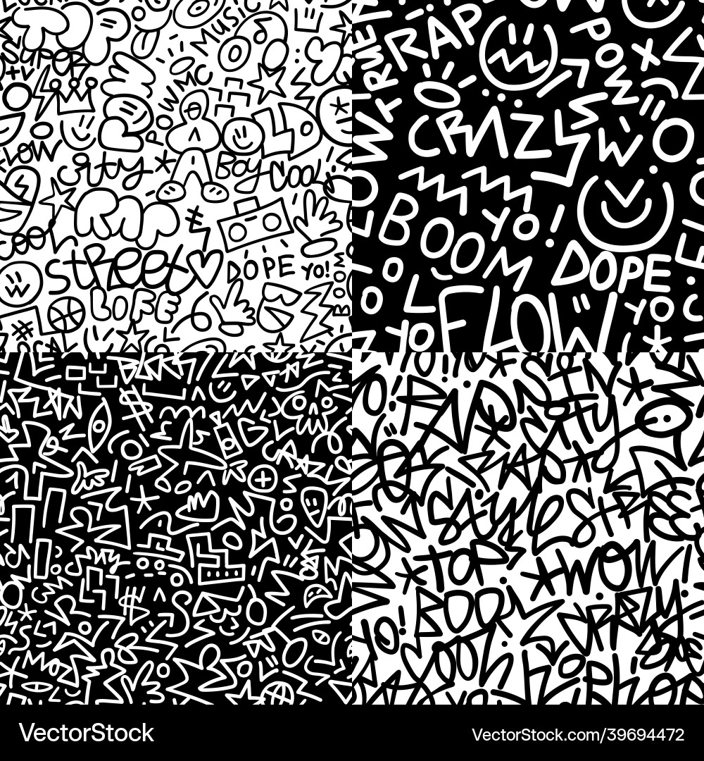 Rap Graffiti Seamless Pattern Royalty Free Vector Image