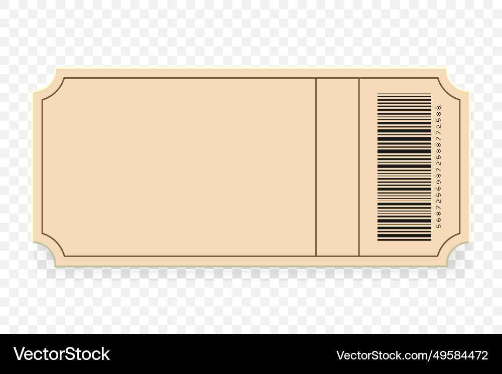 Realistic retro ticket with shadow coupon entry Vector Image