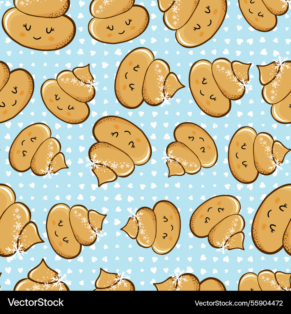 Seamless pattern with kawaii poop on white Vector Image
