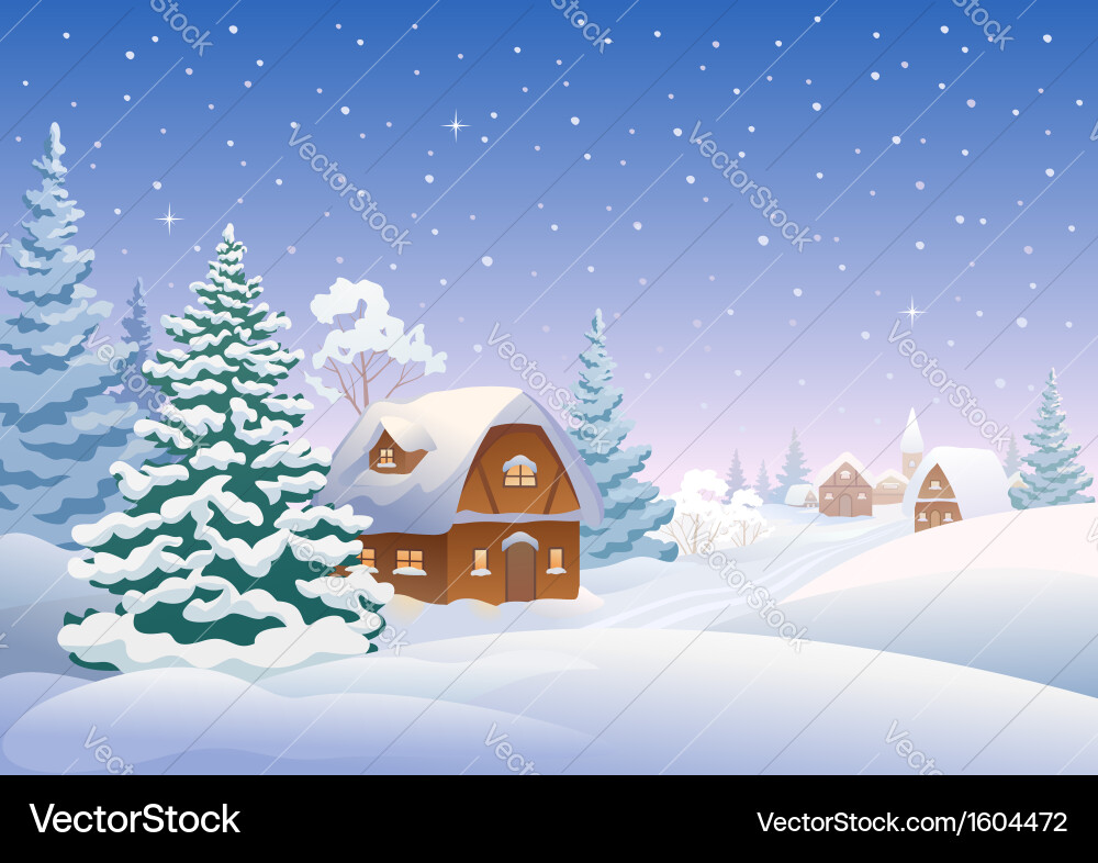 Snowy Winter Village Royalty Free Vector Image