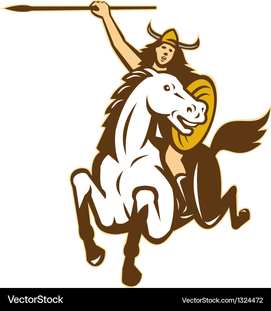 Valkyrie amazon warrior horse rider Royalty Free Vector