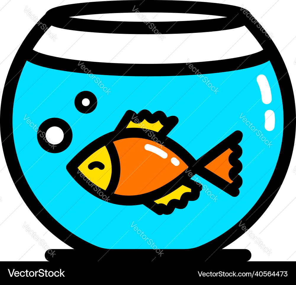 Aquarium color icon flat line fishkeeping fish Vector Image