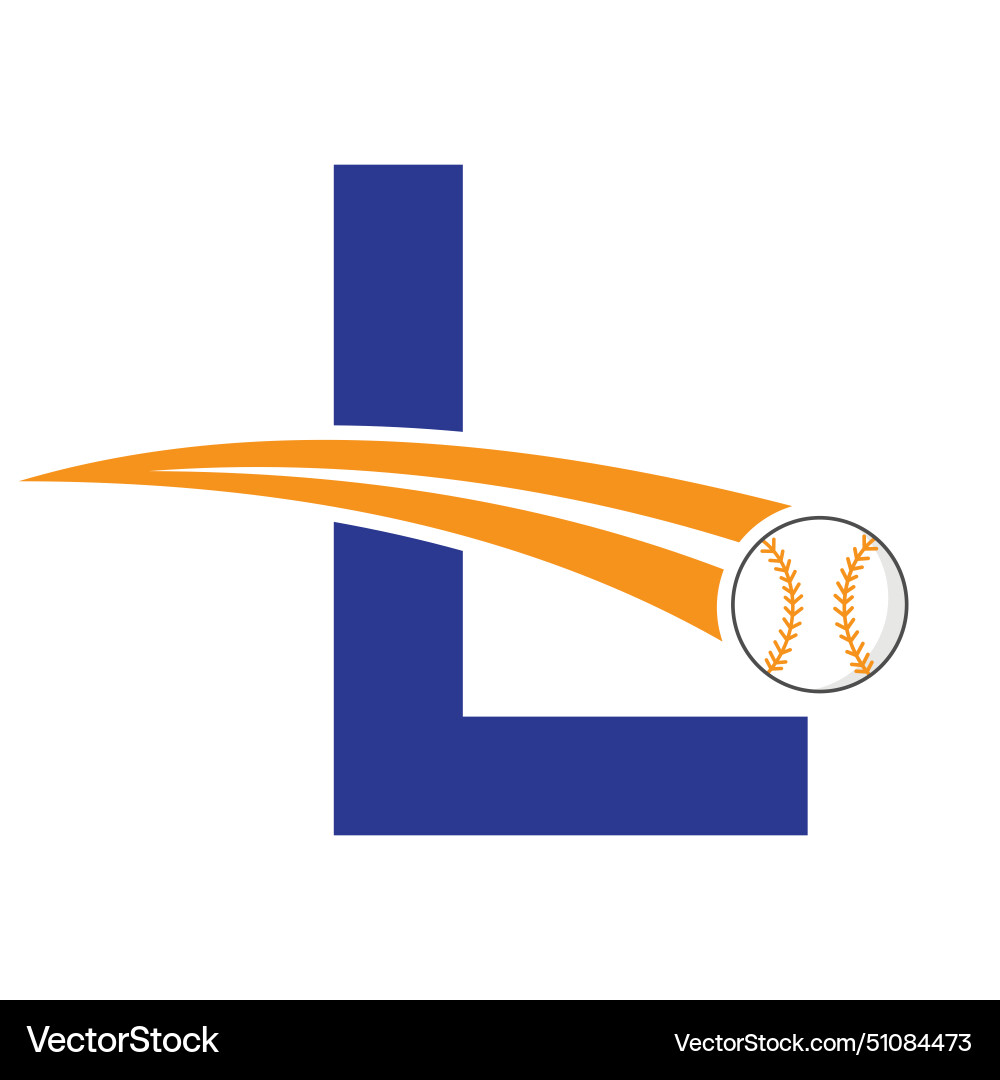 Baseball logo on letter l concept with moving Vector Image