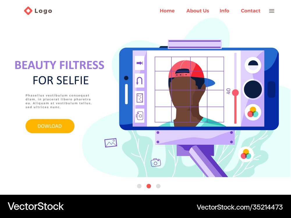 Beauty filters for selfie screen interface photo Vector Image