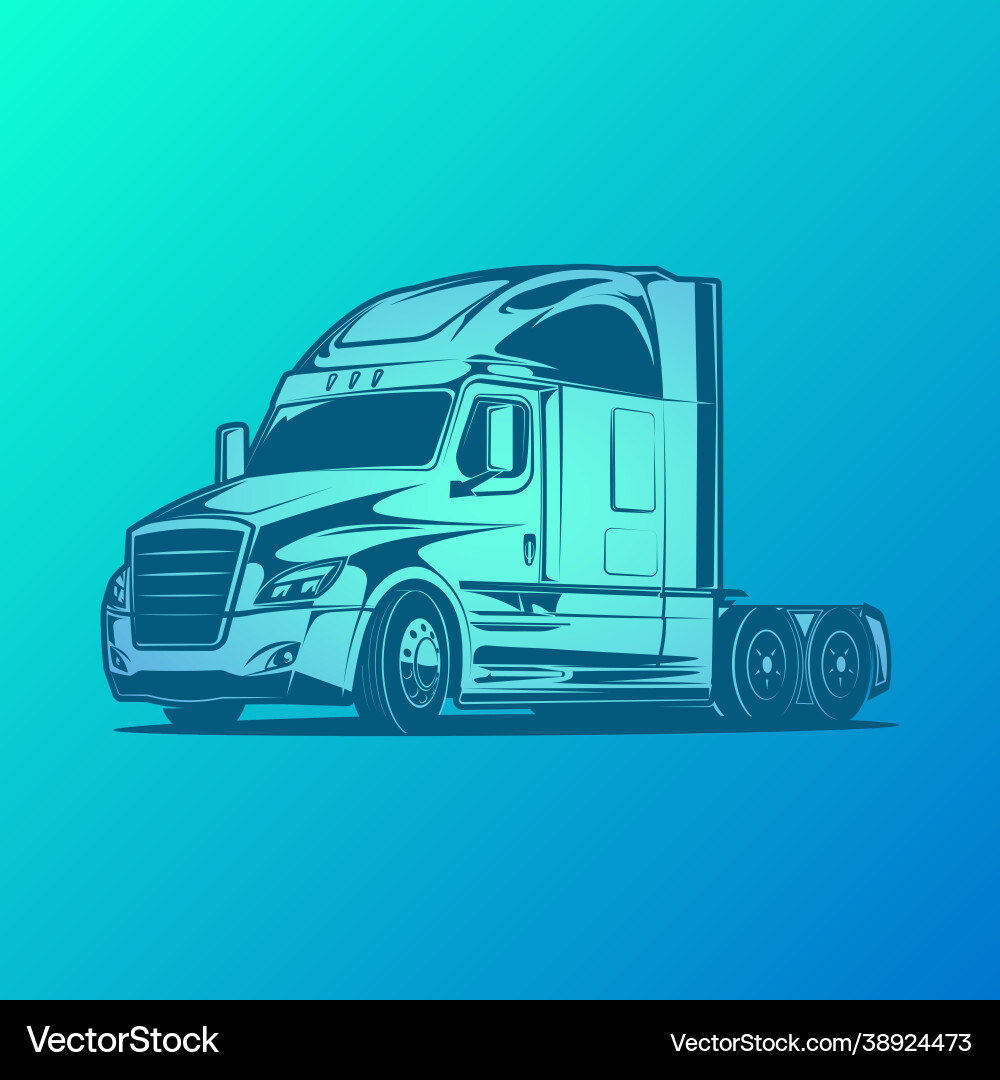 Big truck blue Royalty Free Vector Image - VectorStock