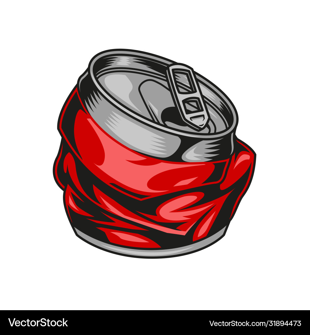 Broken aluminum red drink can concept Royalty Free Vector