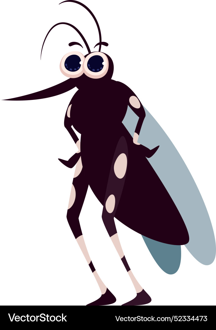 Cartoon mosquito aedes egyptian Royalty Free Vector Image