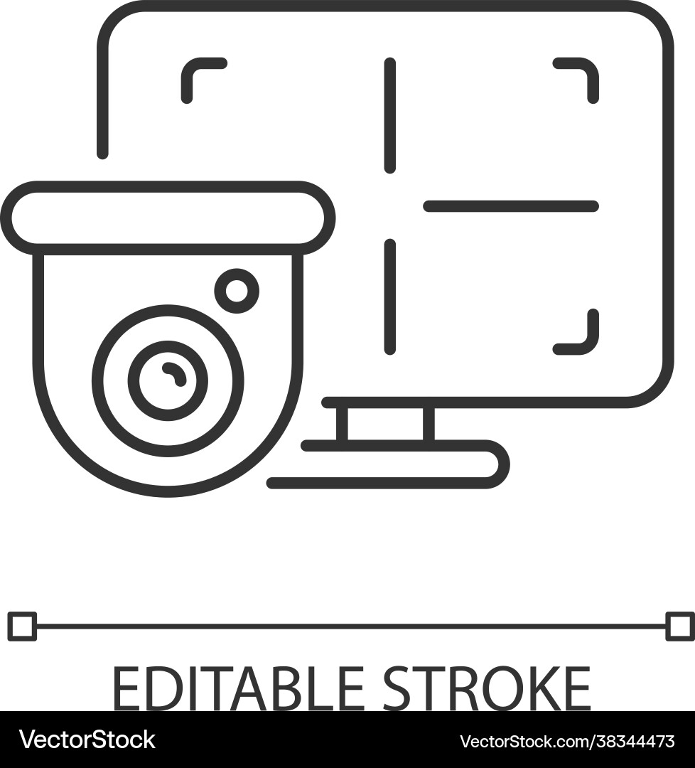 Cctv monitor linear icon Royalty Free Vector Image