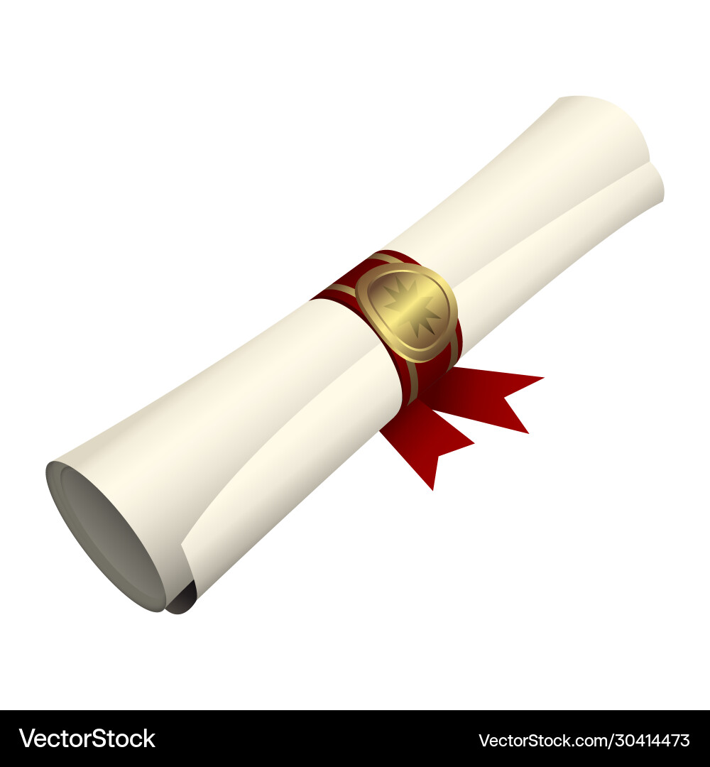 Diploma scroll with medal and ribbon Royalty Free Vector