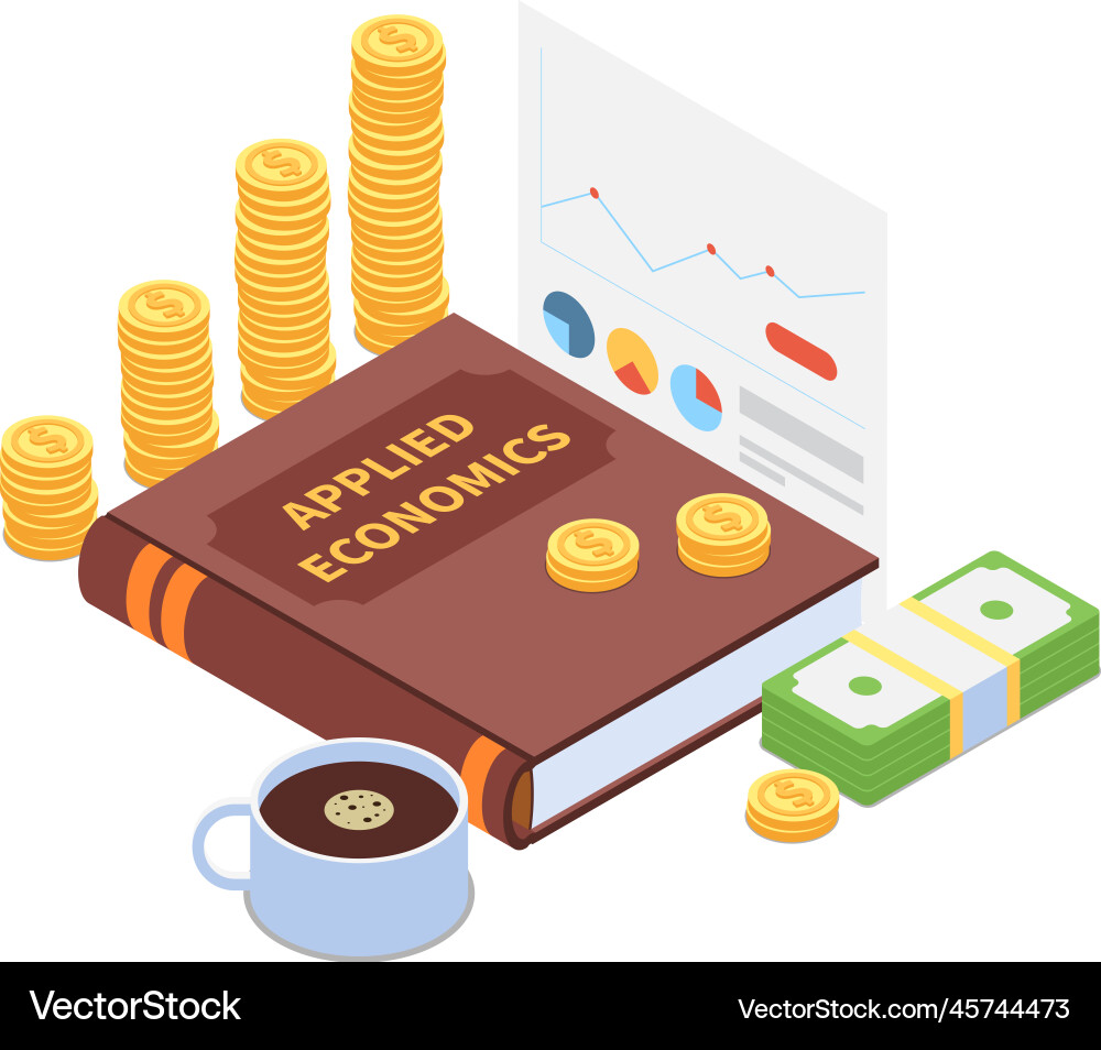 Economics book management composition Royalty Free Vector