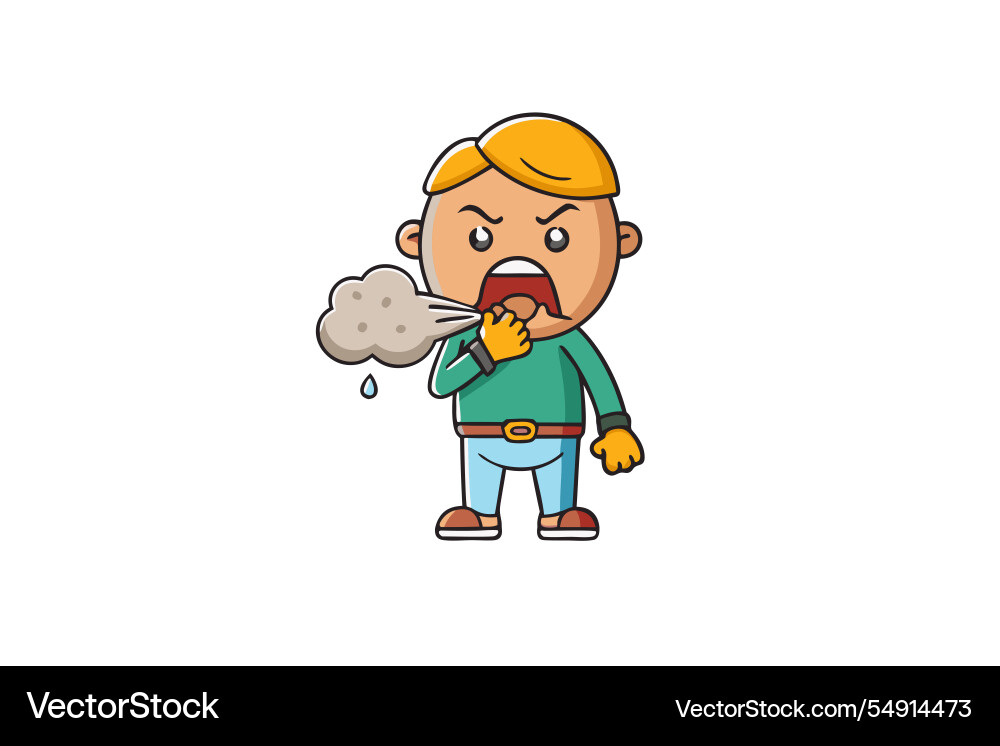 Funny cartoon character coughing with visible Vector Image
