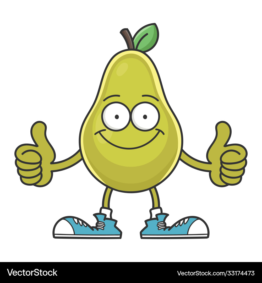 Happy smiling pear fruit cartoon character Vector Image