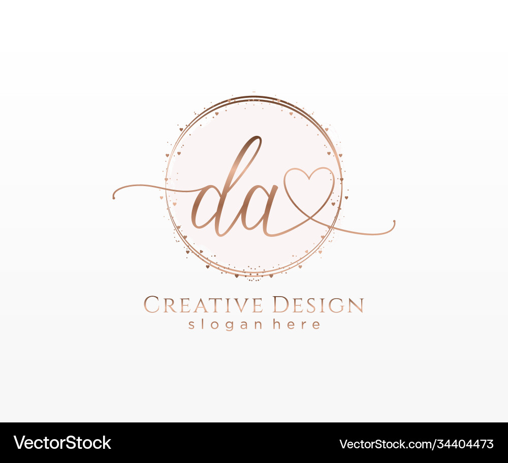 Initial da handwriting logo with circle template Vector Image