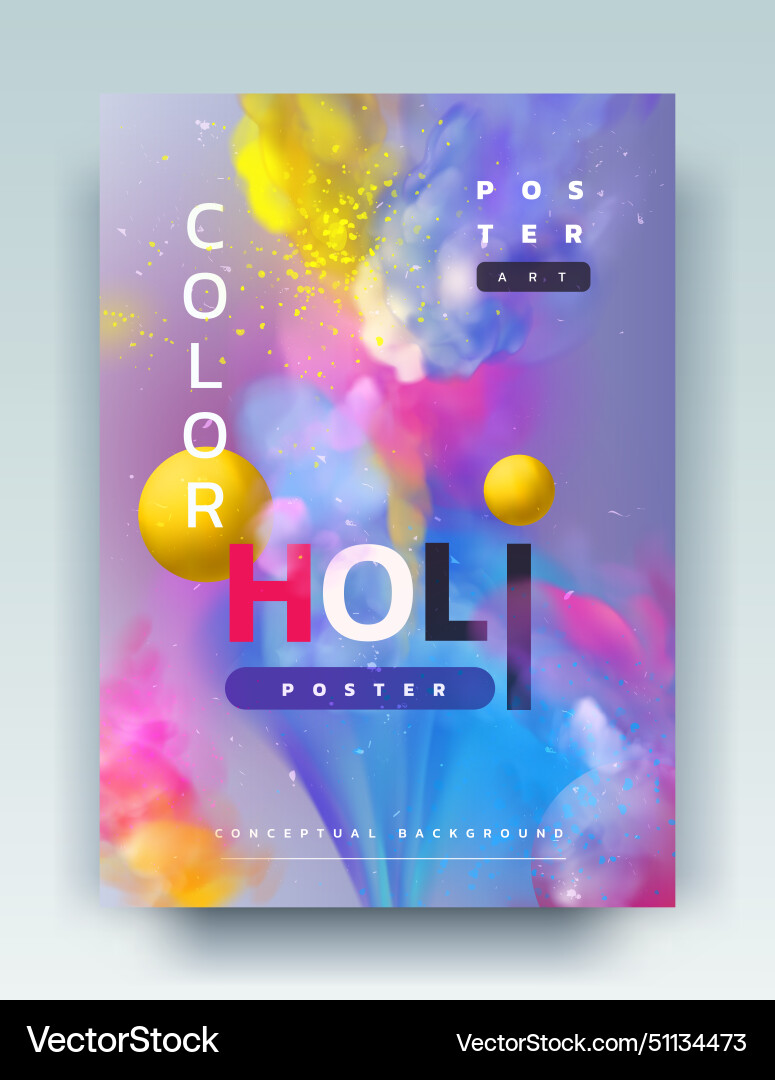 Paint splash holi poster hindu traditional Vector Image