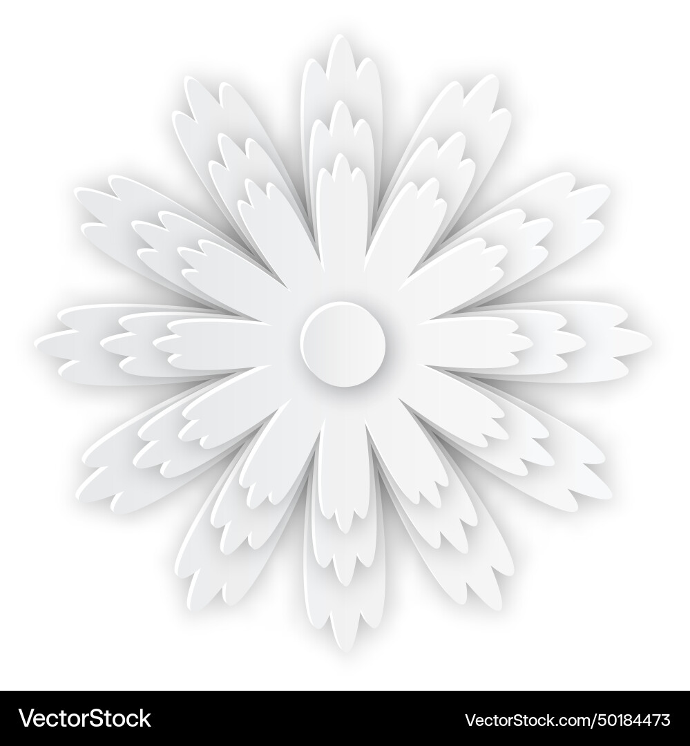 Paper flower white craft botanical element Vector Image