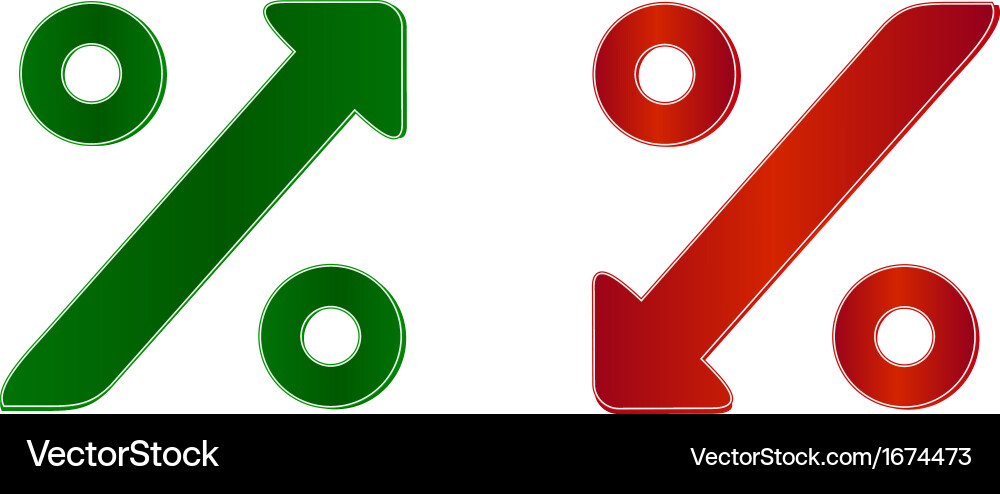 Percentage symbol with up and down arrow Vector Image