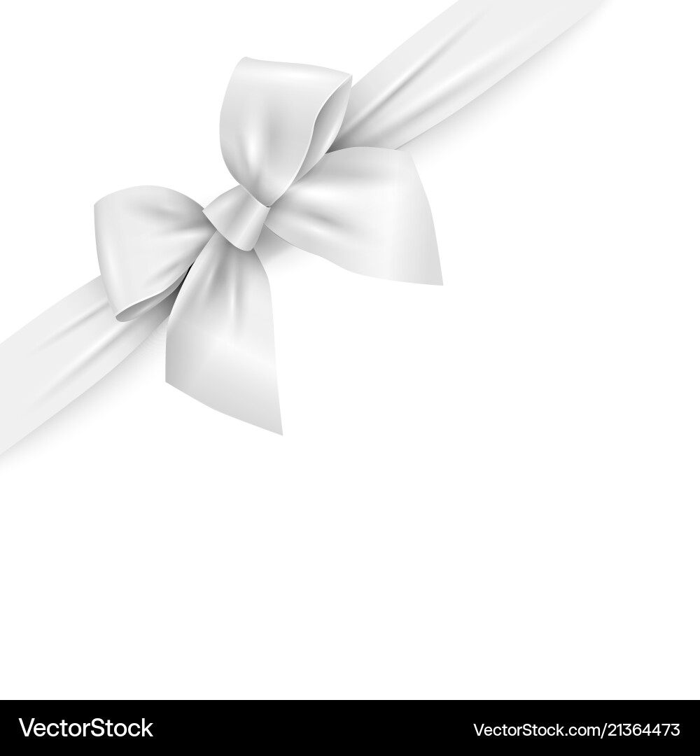 Realistic white ribbon with bow Royalty Free Vector Image