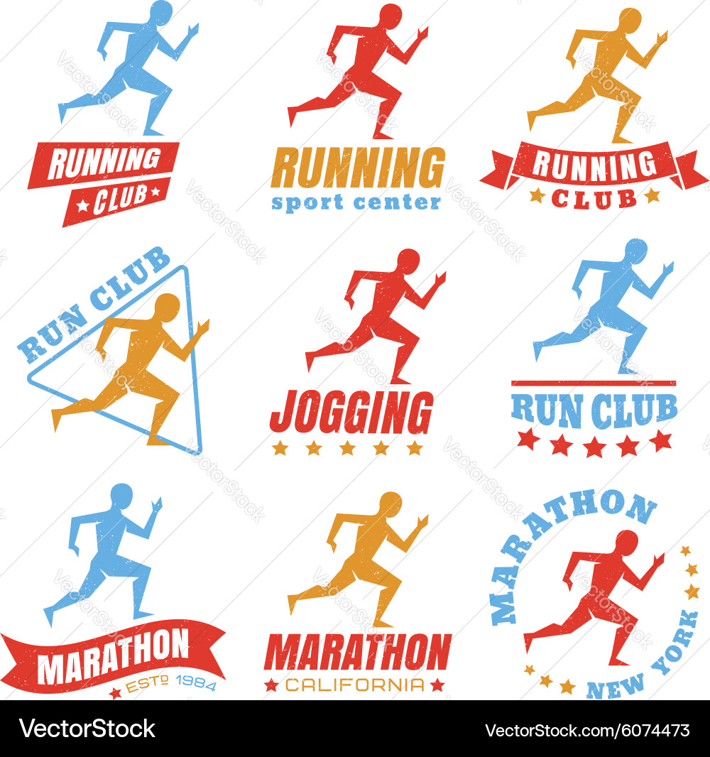 Running logos color Royalty Free Vector Image - VectorStock