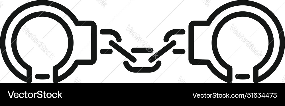 Steel handcuffs restraining freedom with chain Vector Image